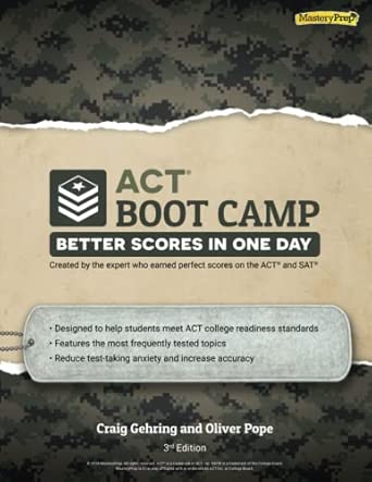 ACT Boot Camp Workbook: MasteryPrep: 9781948846141: Amazon.com: Books