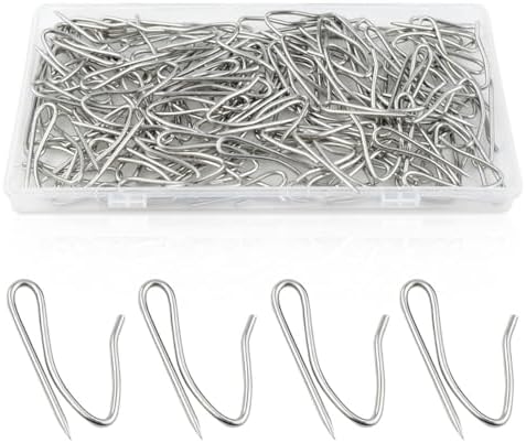 Amazon.com: 100 Pack Metal Curtain Hooks Stainless Steel Drapery Pins ...