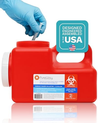 Amazon.com: PureWay 1.2 Gallon MailBack Sharps Disposal Container ...