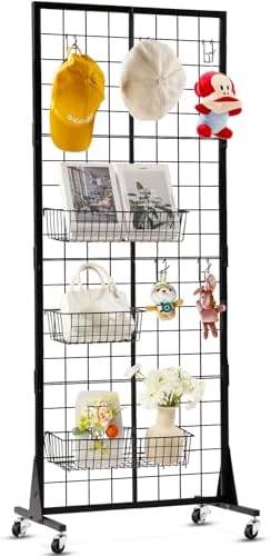 Amazon.com: Gridwall Panel Display Stand - 2' x 5.5' Ft Display Rack ...