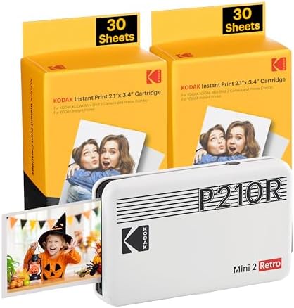 KODAK Mini 2 Retro 4PASS Impresora de Fotos Portátil (5,3x8,6cm) + Pack ...
