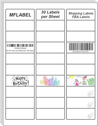 Amazon.com : HokLoindustry 1" x 2-5/8" Address Labels, Printable ...
