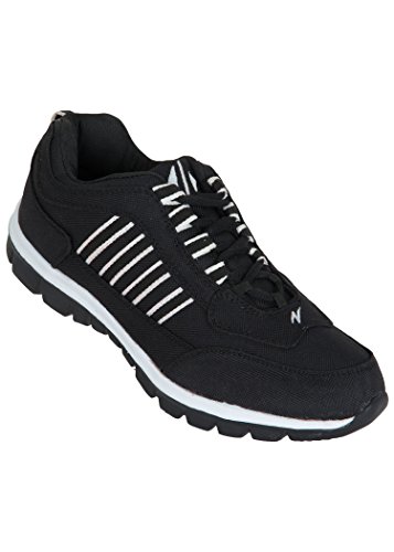 Buy Zovi Textile White Upon Black Sport Shoes with Vertical Accents ...
