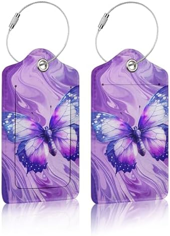 Amazon.com: 2 Pack Leather Luggage Tag for Suitcase Green Palm Leaves ...