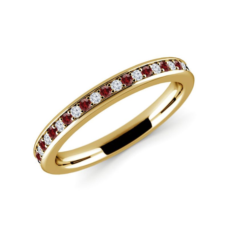 Amazon.com: Alternate Garnet & White Diamond Wedding Band For Women ...