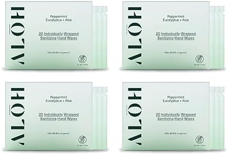 Amazon.com: ALŌH Skin - Softening Sanitizing Hand Wipes - Peppermint ...