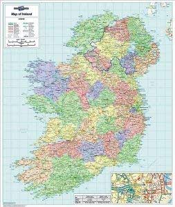Laminated Wall Map Of Ireland - Laminated Large Wall Map - 124cm X ...