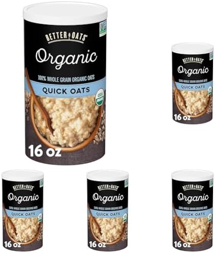 Amazon.com: Better Oats Organic Quick Oats, 16 OZ Resealable Canister ...