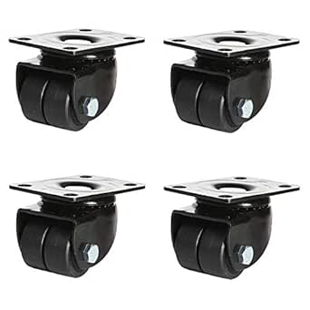 Heavy Duty Low Profile Caster Wheels - Set of 4 Swivel Plate Transport ...