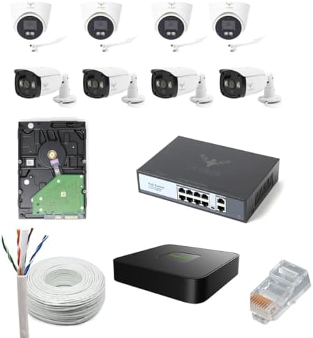 JK Vision 5MP CCTV IP Camera Full Set, 4 Bullet, 4 Dome, 10 Channel NVR ...