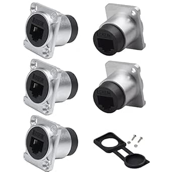 PENGLIN 5PCS RJ45 Shielded Panel Mount Connector, D-Type RJ45 CAT6A ...