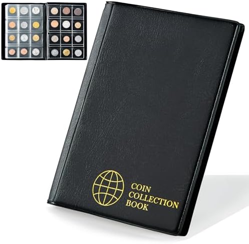 480 Pocket Coin Album, Leather Cover Coin Storage Album with 20-page ...
