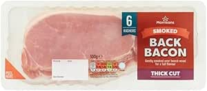 Morrisons 6 Smoked Back Bacon Extra Thick Cut Rashers, 300 g : Amazon ...
