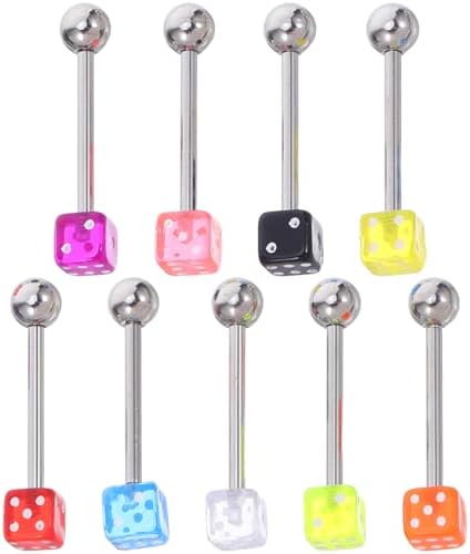Amazon.com: KESYOO Tongue Nails 9pcs Dice Tongue Ring Piercings Jewelry ...