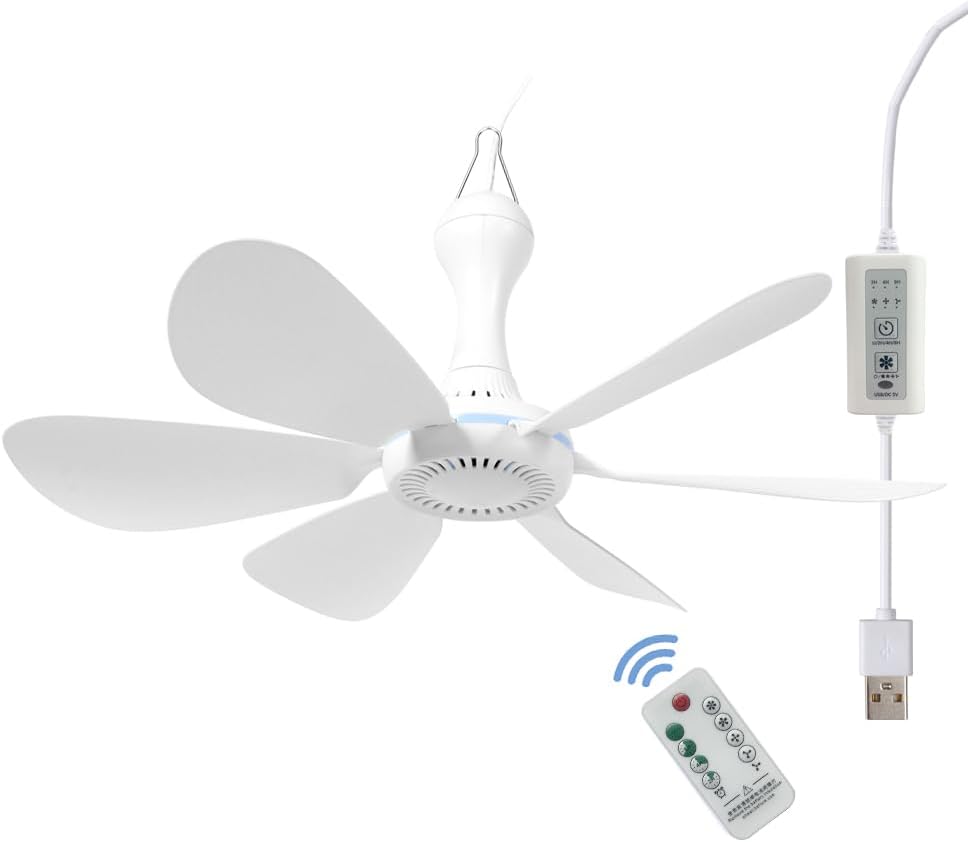Amazon.com: Guizhou Silent 6 Leaves USB Powered Ceiling Canopy Fan with ...