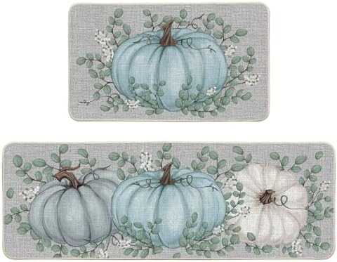 Amazon.com: Tailus Happy Fall Pumpkin Patch Kitchen Rugs Set of 2 ...