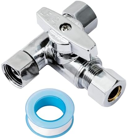 Tee Stop Valve Add-A-Tee Valve, 3/8" Compression Faucet T Adapter ...