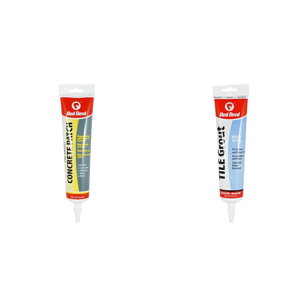 Red Devil Concrete Patch and Tile Grout Squeeze Tubes 5.5 Oz Pack of 1 ...