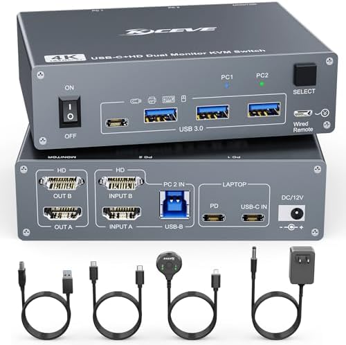Amazon.com: AV Access KVM Switch Dock for a Laptop and 2 Desktop PCs ...