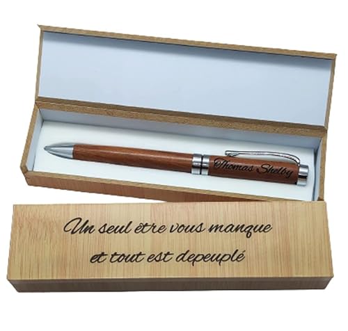 Stylo en bois luxe personnalisé + coffret cadeau en bois gravé/cadeau ...