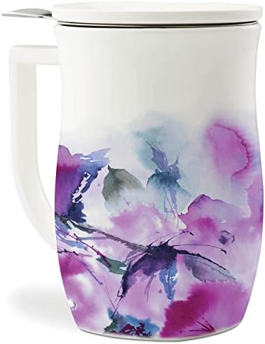 Amazon.com: Tea Forte Fiore Ceramic Tea Mug with Infuser and Lid ...