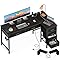 Amazon.com: Coleshome 42 Inch L Shaped Desk with Drawers, Computer Desk ...
