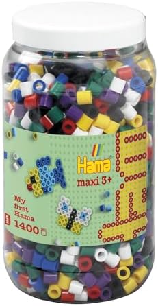 Hama 10.8791 Maxi 400 Beads & Pegboards in Tub Pink, Multicolour, One ...