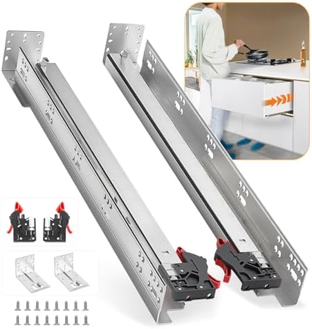 BAIDICE Soft Close Bottom Mount Drawer Slides 9 Inch Rails with Rear ...