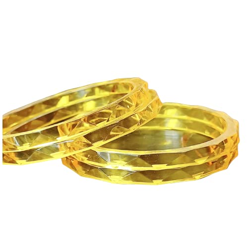 Buy PLASTIC DIAMOND CUT CHUDIYA FOR WOMEN | PACK OF 4 (2.8, Yellow) at ...