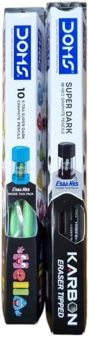 Doms Extra Dark HB/2 Graphite Wooden 20 Pencils Combo- Hello Triangular ...