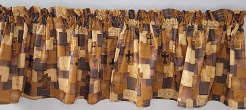 Amazon.com: Scripture Patch Valance, Cross Valance, Brown Religious ...