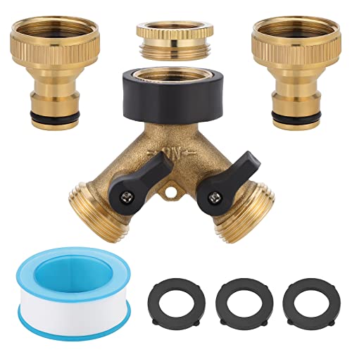 Fippy 2 Way Tap Adaptor Garden Hose Splitter, Y Valve Solid Brass Tap ...