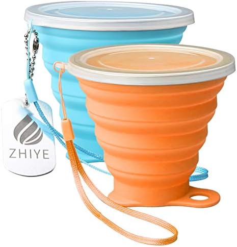 ddLUCK Silicone Foldable Cup, 2 Pack BPA Free Collapsible Travel Mugs ...