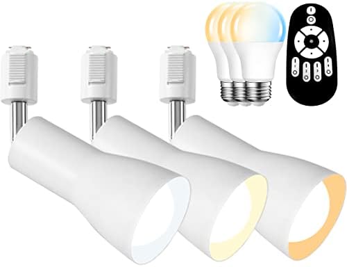Amazon.co.jp : ダクトレール用 スポットライト E26口金 3個セット LED電球60W形付き 調光調色 リモコン付き 8.3W 900LM 角度調節可能 遠隔操作 昼光色 昼 ...