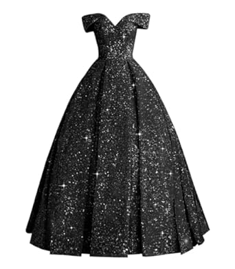 Homdor Women's Off Shoulder Sequin Prom Floor Length Dresses for Teens Plus Size Ball Gown ...