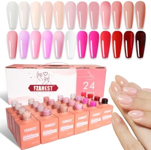Amazon.com : FZANEST Rubber Base Builder Nail Gel 24 Colors*15ml Salon ...