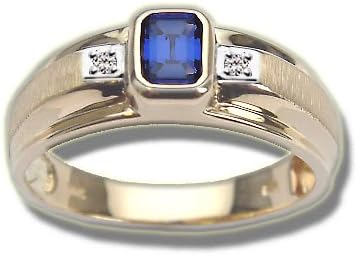 .02ct 6X4 Octagon Syn. Sapphire Backset Mens Ring|Amazon.com