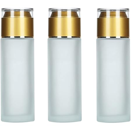 Amazon.com : 3PCS 60ml/2oz Frosted Glass Lotion Bottle With Gold ...