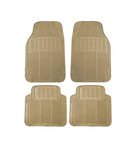 MIZZEO Premium Rubber Car Floor Foot Mats Beige (Pack of 4) Compatible ...