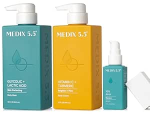 Amazon.com : Medix 5.5 Vitamin C Firming Body Cream + Glycolic Acid Exfoliating Body Wash + 10% ...