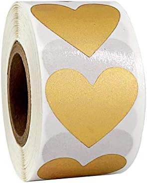 Amazon.com: 1 Roll 300 pcs Heart Scratch Off Stickers Labels 25mm Gold ...