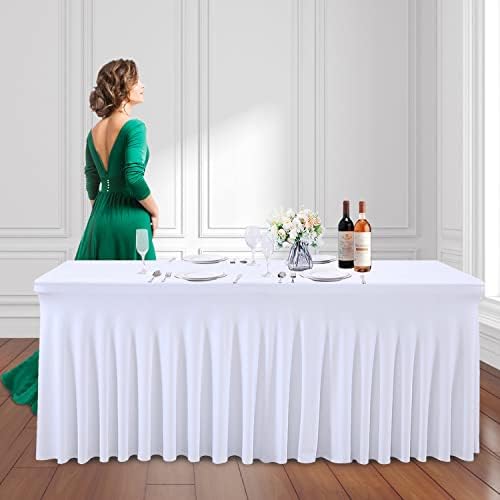 Amazon.com: EMART White Table Skirt for Rectangle Tables 4ft, White ...