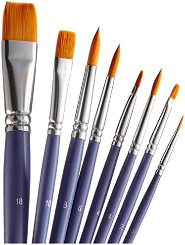 Amazon.com: Pebeo Yellow Polyamide Brushes 8-Pack, 4 Round and 4 Flat