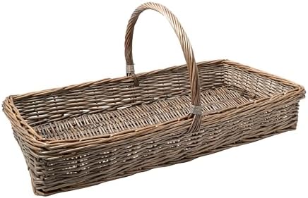 Arthur Cameron Light Grey Rectangular Wicker Trug Basket with Handle ...