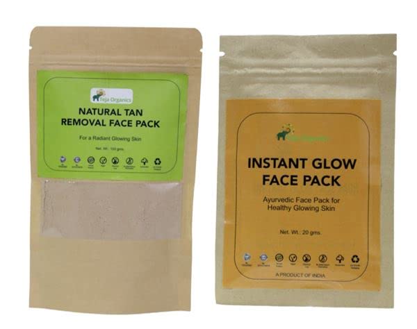 Teja Organics Combo Pack of Instant Glow Face Pack &Natural Tan Removal ...