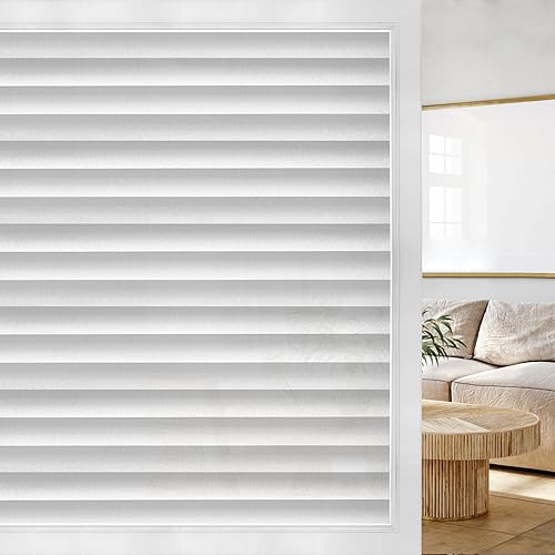 Frosted Window Film Privacy with White Stripe Patterns 60 X 200CM ...