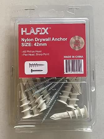 HLAFIX Fastener Self-Drilling Nylon Drywall Anchors with Screws Blister ...