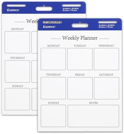 Amazon.com : Comix Weekly Planner Chart Paper, 25 x 30 Inches Weekly Calendar Easel Pad, Large ...