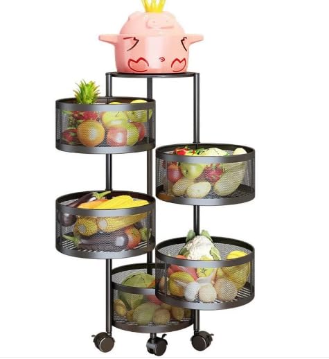 TRENCH Metal Kitchen Trolley - 4 Layer Kitchen Rotating Trolley ...