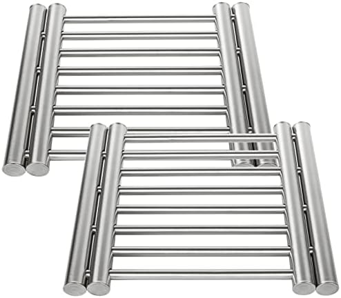 LOLYSIC 2Pcs Stainless Steel Trivets for Kitchen Worktops, 23-38cm ...